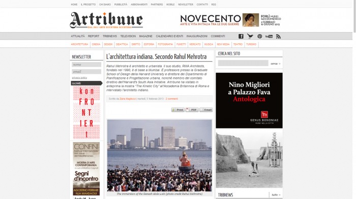 Interview in ‘ArtTribune’ | RMA Architects